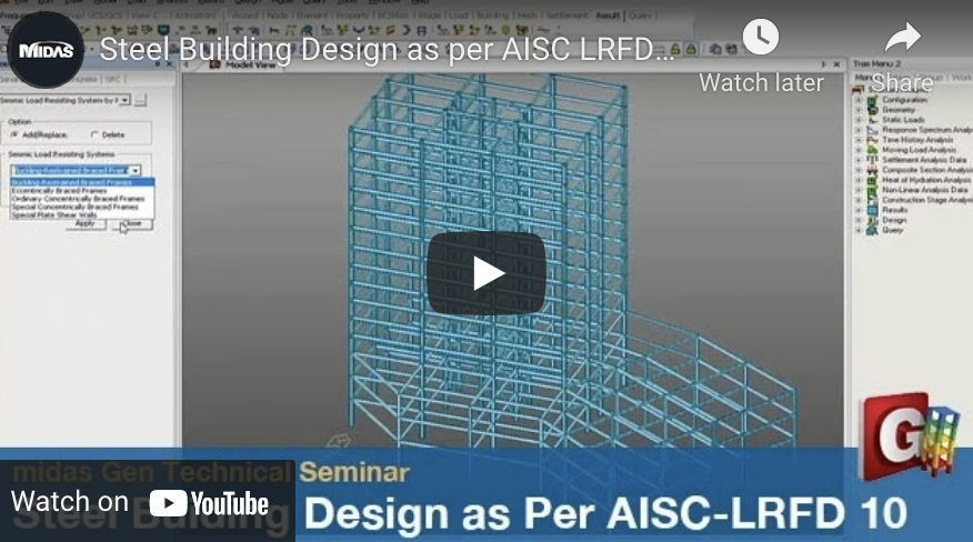 Midas Gen: Steel Building Design as per AISC LRFD 10